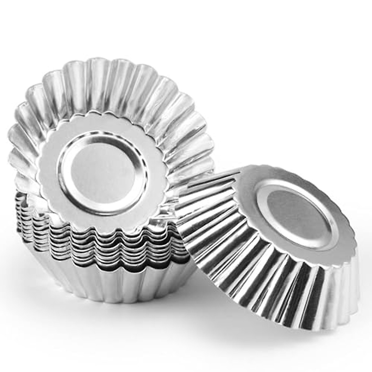 Tosnail 50 Pieces Aluminum Egg Tart Mold Small Tart Pie Tin Mini Cupcake Cake Muffin Cookie Mold Baking Cups