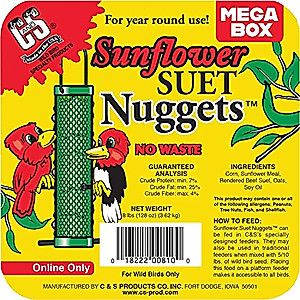 C&S Wild Bird Sunflower Suet Nuggets Mega Box, 8 Pounds