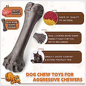 Dog Toys for Aggressive Chewers, Indestructible Dog Bones for Aggressive Chewers, Tough Dog Chew Toy for Heavy Duty Dogs, Big Dog Teething Toys with Durable Nylon for Large/Medium Breed Puppies…