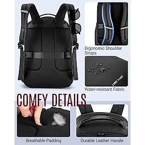 LIGHT FLIGHT Laptop Backpack for Men, Travel Backpack for Men Women Bookbag with Charging Port Fits 17.3 Inch Computer, 40L Back Pack for Business School Work College, Black