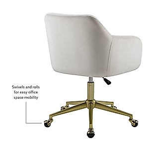 Linon White Quilted Brooklyn Office Chair, Metal