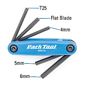 Park Tool AWS-9.2 Fold-Up Hex Wrench and Screwdriver Set Tool,Blue