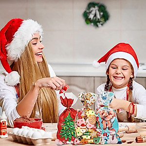 Moretoes 168pcs Christmas Candy Bags Treat Bags Cellophane Bags with 180pcs Twist Ties 8 Assorted Styles Treat Reindeer & Christmas Ball Pattern Snack Goodie Bags for Christmas Party Supplies