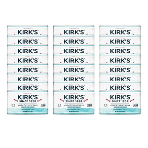 Kirk's Castile Bar Soap for Men, Women & Children - Made with Premium Coconut Oil, Sensitive Skin Formula, Vegan, Non GMO, Fragrance Free, 4 oz. Bars, 24 Pack