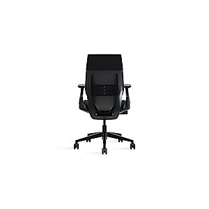 Steelcase Gesture Office Chair - Cogent: Connect Licorice Fabric, Medium Seat Height, Wrapped Back, Dark on Dark Frame, Lumbar Support, Hard Floor Casters