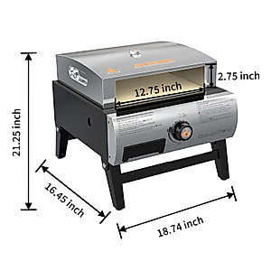 BakerStone Pizza Oven with Portable Gas Grill Outdoor Propane Pizza Ovens Camping Grill Kit with Baking Tray, Steel Pizza Peel/Paddle, Pizza Turner, Cutter