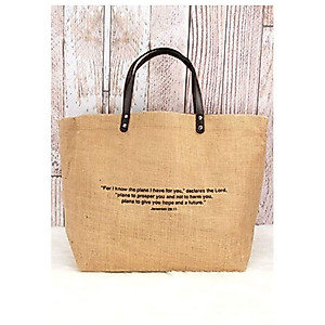 Huge HOPE Religious Quote Jute Beach Tote Bag Shopping Gym Market Weekend Travel