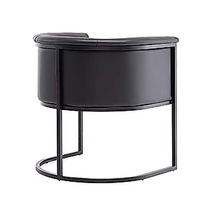 Manhattan Comfort Bali Mid Century Modern Upholstered Dining Armchair, Set of 2, Black