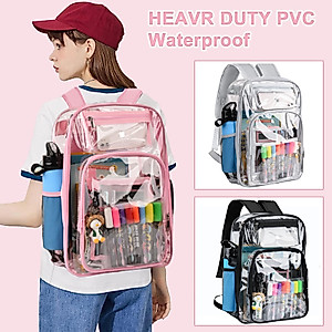 Birity Clear Backpack Heavy Duty,Large PVC Transparent Backpack,See Through Book Bag,Transparent Backpack For Teenager and Adults,Clear Bookbag for School,Sports,Work,Travel, College