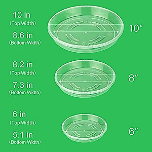 18 Pack Plant Saucers of 6 inch & 8 inch & 10 inch , Durable Plant Trays for Indoors Outdoors, Clear Plastic Flower Plant Pot Saucer, Made of Thicker, Stronger Plastic, with Taller Design (6"+8"+10")