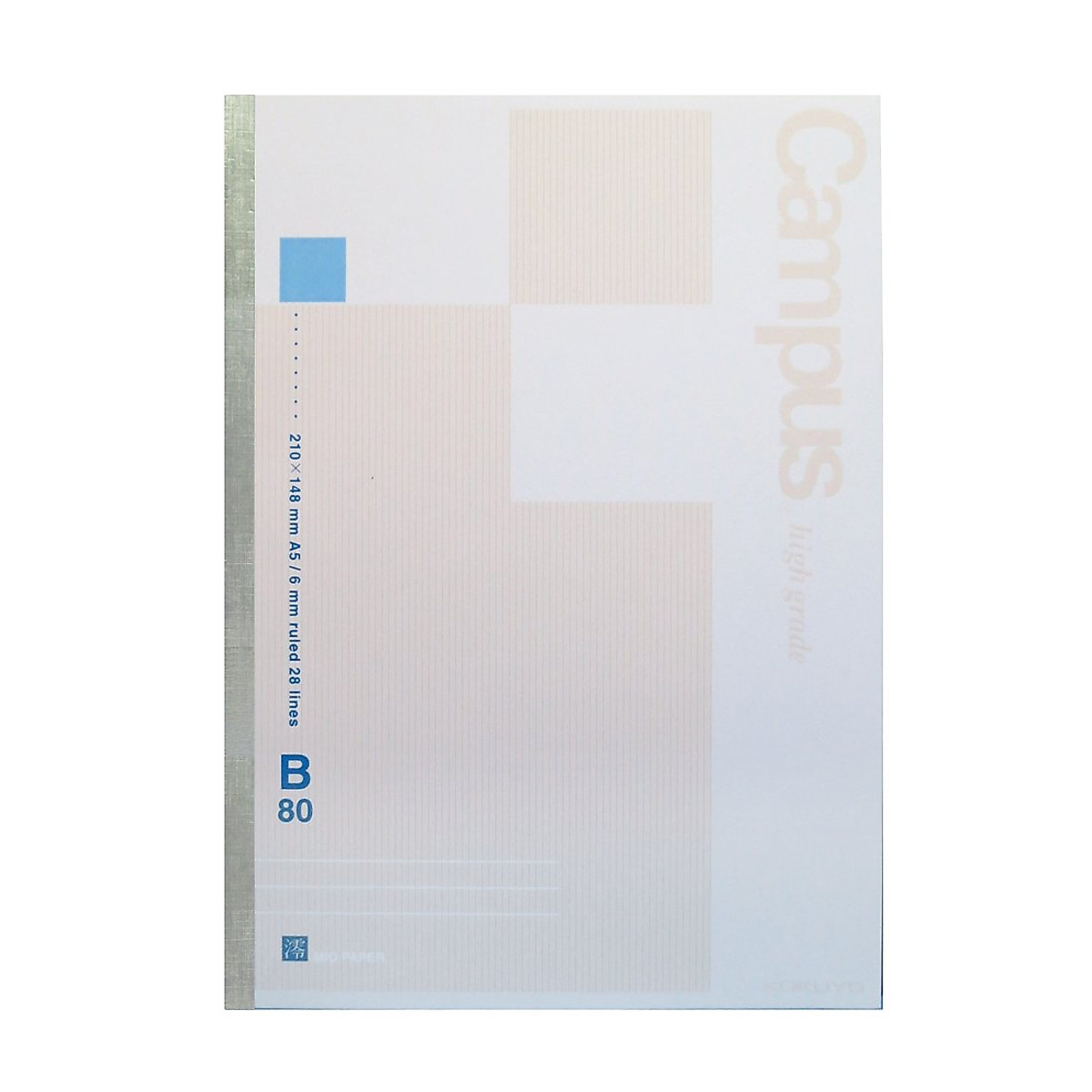 Kokuyo Campus High Grade MIO Paper Notebook - A5 (5.8" X 8.3") - 28 Lines X 80 Sheets - Blue Accents