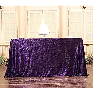 SquarePie Sequin Tablecloth 50 x 72 Inch Purple Sparkly Table Cloth for Wedding Party