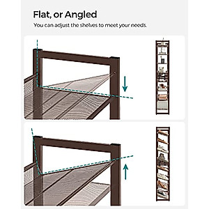 SONGMICS Shoe Rack, 8-Tier Shoe Organizer, Metal Shoe Storage for Garage, Entryway, Set of 2 4-Tier Stackable Shoe Shelf, with Adjustable Flat or Angled Shelves, Holds 32-40 Pairs, Bronze