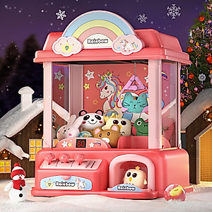 DOLIVE Claw Machine for Kids, Mini Vending Machines Arcade Candy Indoor Claw Game Prizes Toy, Electronic Pink Cool Fun Things Small Christmas Toys for Girls, Gifts for Girl 5 6 7 8 9 10 Year Old