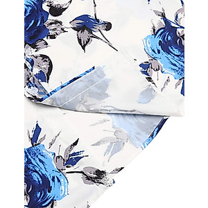 COOFANDY Men's Slim Fit Floral Dress Shirt Long Sleeve Casual Button Down Shirts (01_White&Blue, Small)