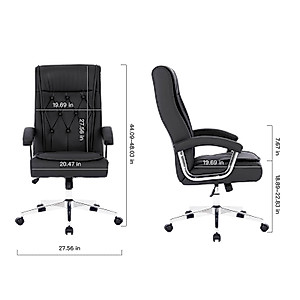 Hoxne Leather Executive Office Chair with Arms and Wheels, High Back Ergonomic Computer Desk ChairAdjustable Height Swivel Office Desk Chair, 350LBS Capacity (Black)
