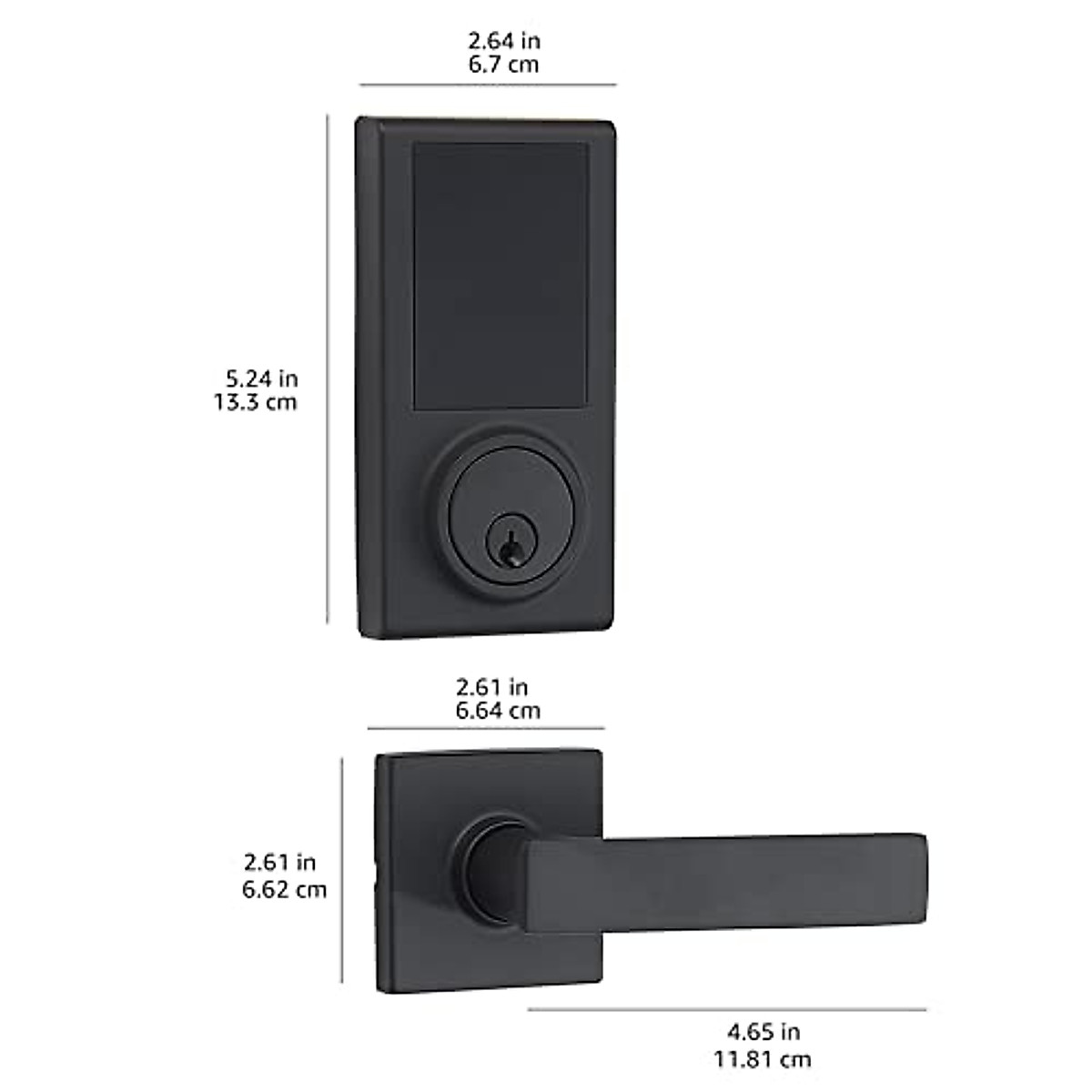 Amazon Basics Grade 3 Electronic Touchscreen Deadbolt Door Lock with Passage Lever, Matte Black, 133mm H Uppper x 65.3mm H lower