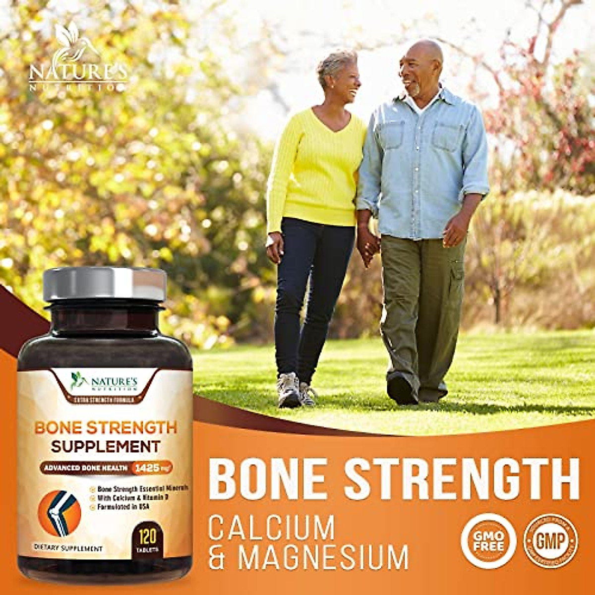 Bone Supplement with 1000 mg Calcium, Magnesium, Boron, Zinc, Vitamin D3 and K - Dietary Supplements for Bone Strength with Calcium Citrate and MCHA - Non-GMO, Gluten and Soy Free - 120 Capsules