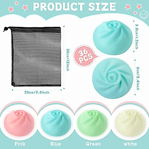 36 Pcs Dumpling Stress Balls Bulk 2.4 Inch Dumpling Fidget Toy Dough Stress Relief Bun Squeeze Toy with Storage Bag for Birthday Party Favors School Carnival Reward Gift