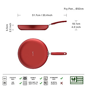 Amazon Basics Ceramic Non-Stick 12.5-Inch Skillet, Red