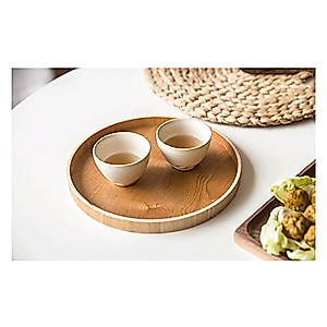 Serving Trays Round Tray Wooden Tray Serving Tray Home Food Tray Suitable for Dessert Tea Coffee Beverage Elegant Decorative Tray (Size : Medium)
