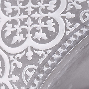 Farmhouse Kitchen Cooking Utensil Holders | Fine Embossed Cement Utensils Crock | Cement Utensil Container Kitchenware Flatware Organizer Decor Utensils Caddy (Pattern 1)