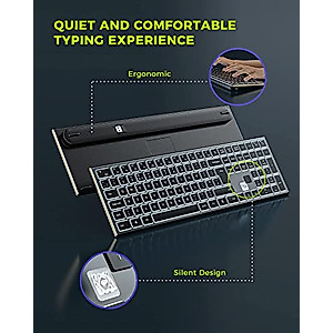 seenda Backlit Wireless Keyboard, 2.4GHz Ultra Slim Rechargeable Keyboard, Illuminated Wireless Keyboard for Computer, Laptop, Desktop, PC, Surface, Smart TV, Windows 10/8/7 (Black and Grey)