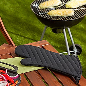 RSVP International Barbeque Grilling Collection Heat Resistant Gloves, 17.7", Fleece Lined, Suede Leather