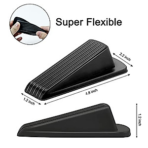 Door Stoppers 4 Pack Premium Rubber Door Stoppers Wedge Sturdy Stackable Door Stops for Carpet Heavy Duty Door Stoppers for Bottom of Door on Tile （Black）