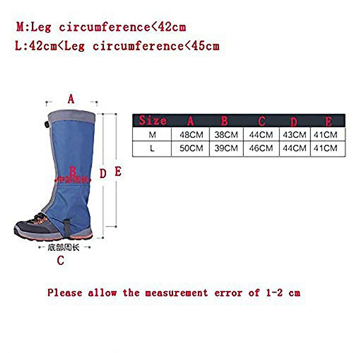 LEJUNJIE Waterproof Snow Leg Gaiters Breathable Snow Leggings Long Outdoor Hiking Fishing Boots Gaiters Hunting Riding Leggings