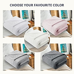 Amazon Brand - Pinzon Fleece Blanket Twin Blanket Navy Blue - 320GSM Soft Lightweight Plush Cozy Twin Blankets for Bed, Sofa, Couch, Travel, Camping, 60x80 inches, Light Pink