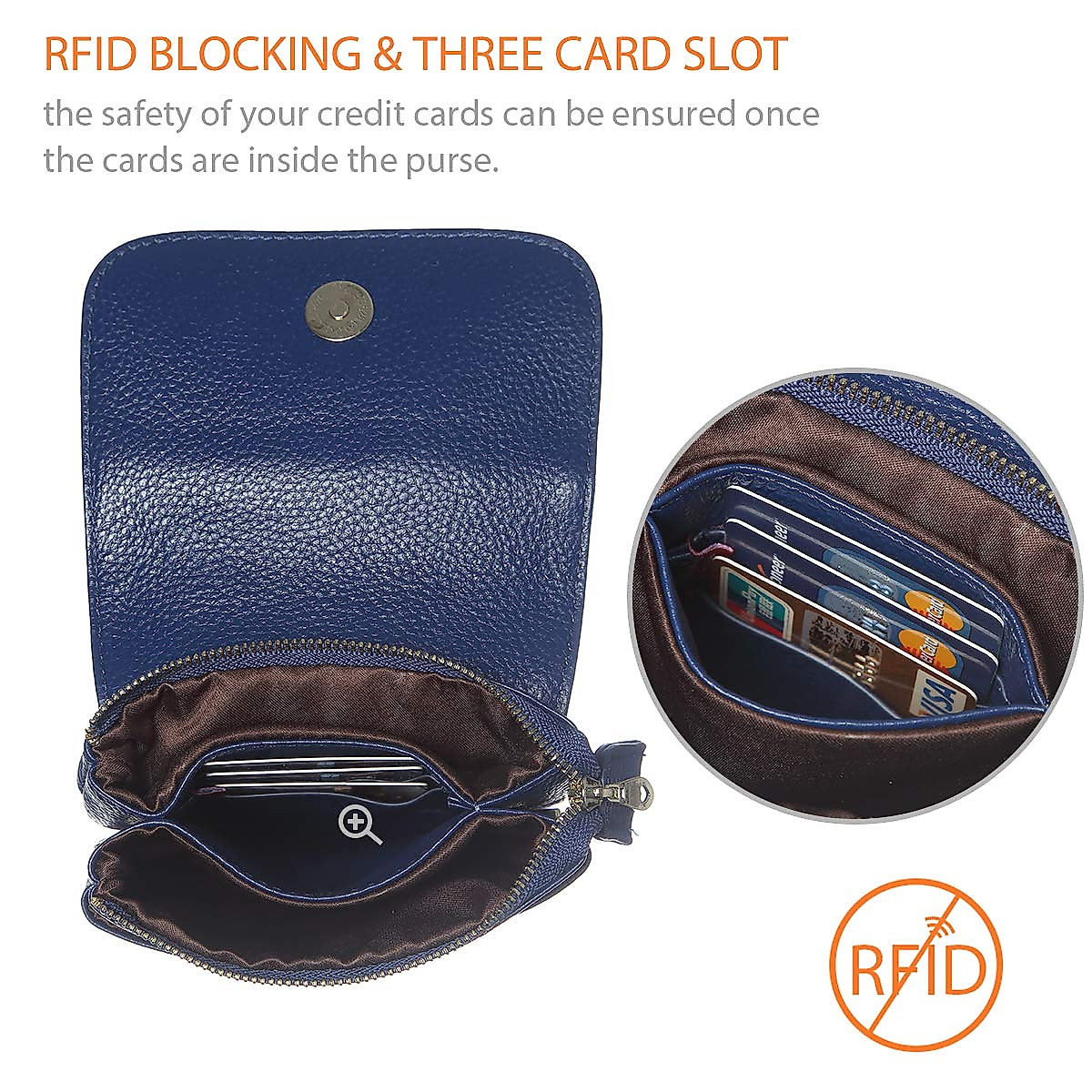 MINICAT Leather Small Crossbody Bags RFID Blocking Cell Phone Purse Wallet for Women(Blue)