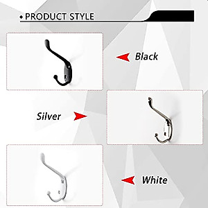 MroMax Dual Prong Coat Hooks Wall Mounted Retro Double Hooks Utility White Hook for Coat Scarf Bag Towel Key Cap Cup Hat 3.15" x 2.17"(L x H), 2pcs