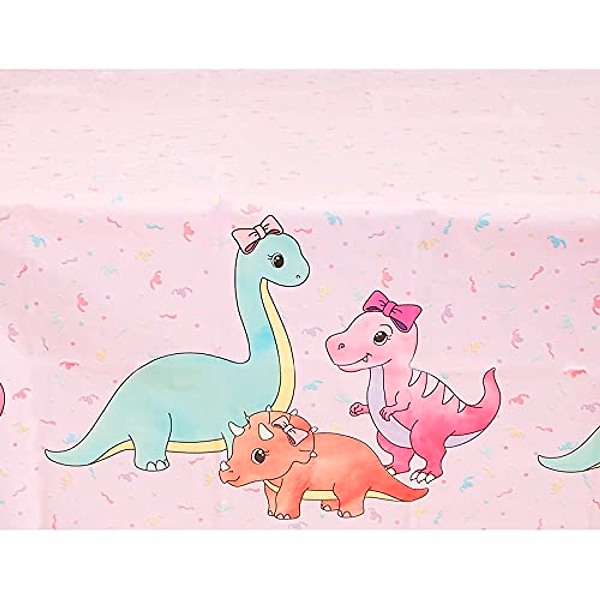 BLUE PANDA Pink Dinosaur Party Decorations for Girl's Birthdays, Plastic Tablecloth (54 x 108 in, 3 Pack)