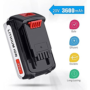 Powerextra 2 Pack 3.6Ah LBXR20 Battery for Black & Decker 20V Battery Max Lithium LB20 LBX20 LST220 LBXR2020-OPE LBXR20B-2 LB2X4020 Cordless Tool Battery