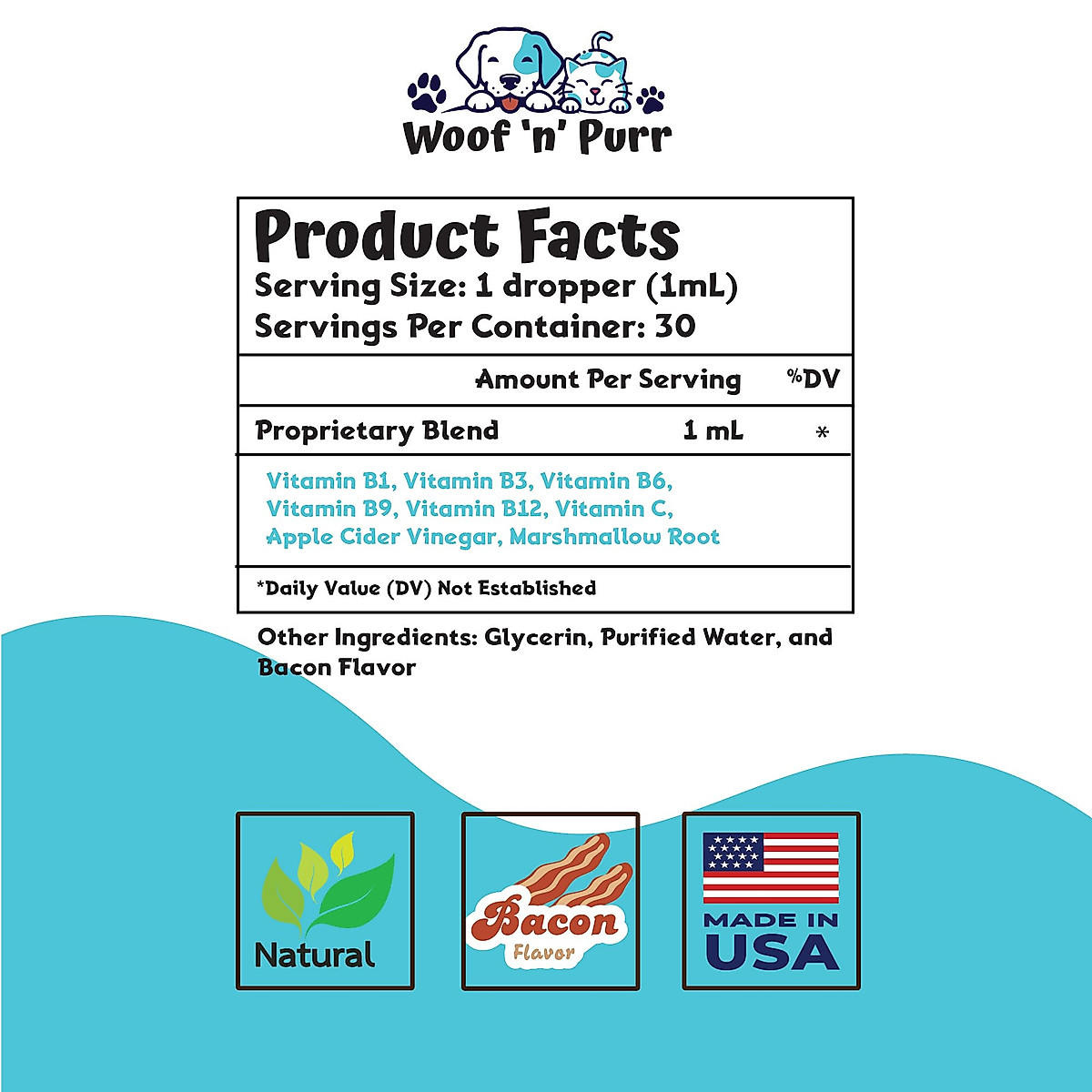 Dog Multivitamin - Multivitamin for Dogs - Helps to Support a Healthier Life - Dog Vitamins and Supplements - Dog Vitamins Multivitamin - Dog Supplements & Vitamins - 1 fl oz - Bacon Flavor