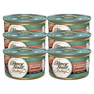 Fancy Feast Elegant Medleys, Wild Salmon Florentine with Garden Greens Wet Cat Food, 3 oz (Pack of 6)
