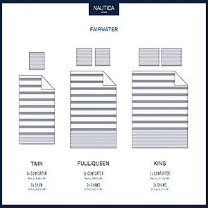 Nautica - Queen Comforter Set, Cotton Reversible Bedding with Matching Shams, Mediterranean Inspired Home Decor for All Seasons (Fairwater Blue, Queen)