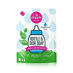 Dapple Refill Pack Baby Bottle and Dish Liquid, Fragrance Free, 34 Fluid Ounce