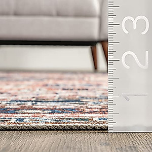 nuLOOM Nevaeh Machine Washable Bohemian Medallion Area Rug, 6' x 9', Blue