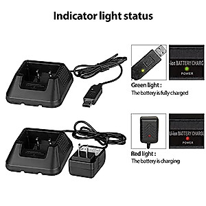 UV-5R BF-F8H Charger More USB Cable Charger with Indicator Light for Two Way Radio UV-5R Series DM-5R by Tenway