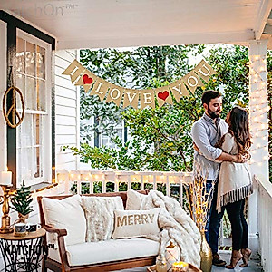 Cute, I Love You Banner - 10 Feet, No DIY | Happy Valentines Day Banner | Burlap I Love You Sign With I Love You Decorations for Him | Romantic Decorations Special Night for Him | Kissing Booth Sign