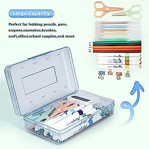 DANRONG Pencil Box, Large Capacity Pencil Case, Plastic Pencil Boxs for Kids Girls Boys Adults, Hard Crayon Box Storage with Snap-Tight Lid for School Office Supplies