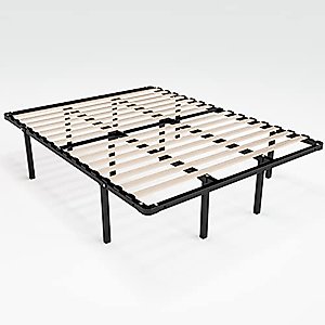ZINUS SmartBase Euro Slats Mattress Foundation / 14 Inch Metal Platform Bed Frame / No Box Spring Needed / Sturdy Steel & Wood Frame / Underbed Storage, Queen