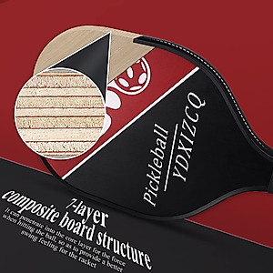 YDXIZCQ Pickleball Paddles, Pickleball Set 4 Paddles with 6 Balls and 1 Carry Bag, 7-ply Basswood Wood Pickleball Paddles, Safe Edge Guard, Wooden Pickleball Paddle