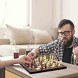 AMEROUS 15 inches Wooden Chess Board Only, Professional Staunton Tournament Chessboard No Pieces with Gift Package - Chess Rules, Portable Chess Board for Beginners, Kids, Adults