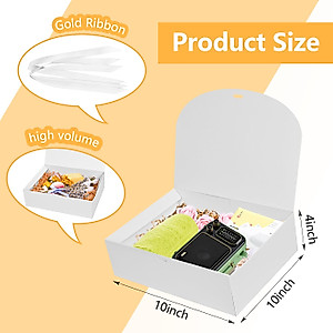 WLUSEAXI 12Pack Gift Boxes, 10x10x4 Inches Bridesmaid Proposal Box, White Boxes for Gifts, Paper Gift Box with Ribbon for Presents, Wedding, Bridal Shower, Baby Shower, Birthday Party, Graduation