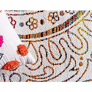 Unique Loom Lyon Collection Colorful Abstract Floral Rainbow Gradient Area Rug, 4 x 6 Feet, Ivory/Pink