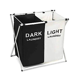 ESQLDK Laundry Basket，3 Sections Storage Bucket Household Necessities With Oxford Cloth,Foldable Bag With Waterproof (Large)