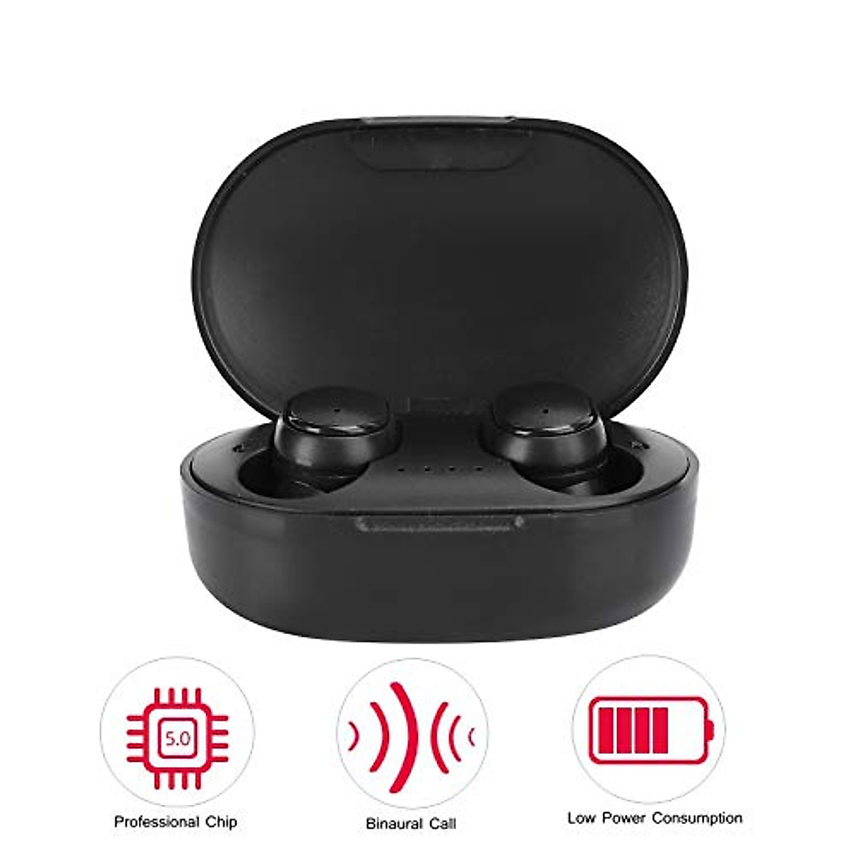 fosa1 True Wireless Earbud, Portable Mini Binaural Call Stereo in Ear Headphones Built in Mic Noise Reduction with Charging Case Fit for Running Gym Outdoor